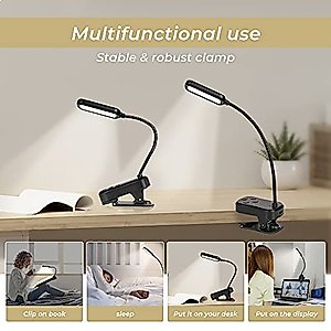 QEZEZA Book Light for Reading in Bed, USB-C Rechargeable Book Light, Reading Light with 16 LEDs, 5 Brightness and 3 Color Modes,1000 mAh Strong Battery Life, 1 Hour Charge for Whole Day Working