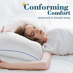 viewstar Pillows Queen Size Set of 2, Firm and Supportive Shredded Memory Foam Pillows, Adjustable Loft Back Side Sleeper Bed Pillow with Washable Removable Cover, 20"x 30"