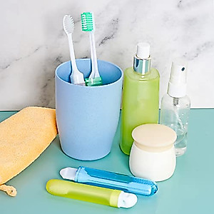 Fengek 10 Pieces Travel Toothbrush Kit, Mini Folding Toothbrushes with Case Portable Camping Toothbrush for Adults Travel, Hiking, Business Trip, 2 Styles 9 Colors