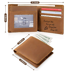 Fundykee Engraved Mens Wallet Personalized Leather Wallet for Men Husband Dad Son Boyfriend Love Custom Gifts (Tri-fold wallet to my love)