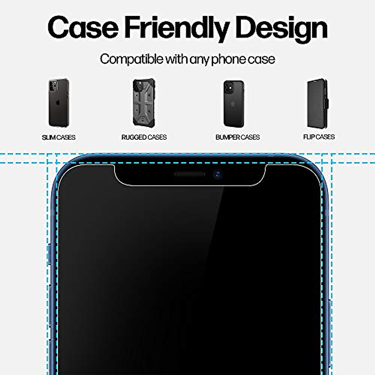 Power Theory Designed for iPhone 12/iPhone 12 Pro Privacy Screen Protector Tempered Glass Anti Spy protection [9H Hardness], Easy Install Kit, 99% HD Bubble Free Case Friendly, Anti-Scratch, 2 Pack
