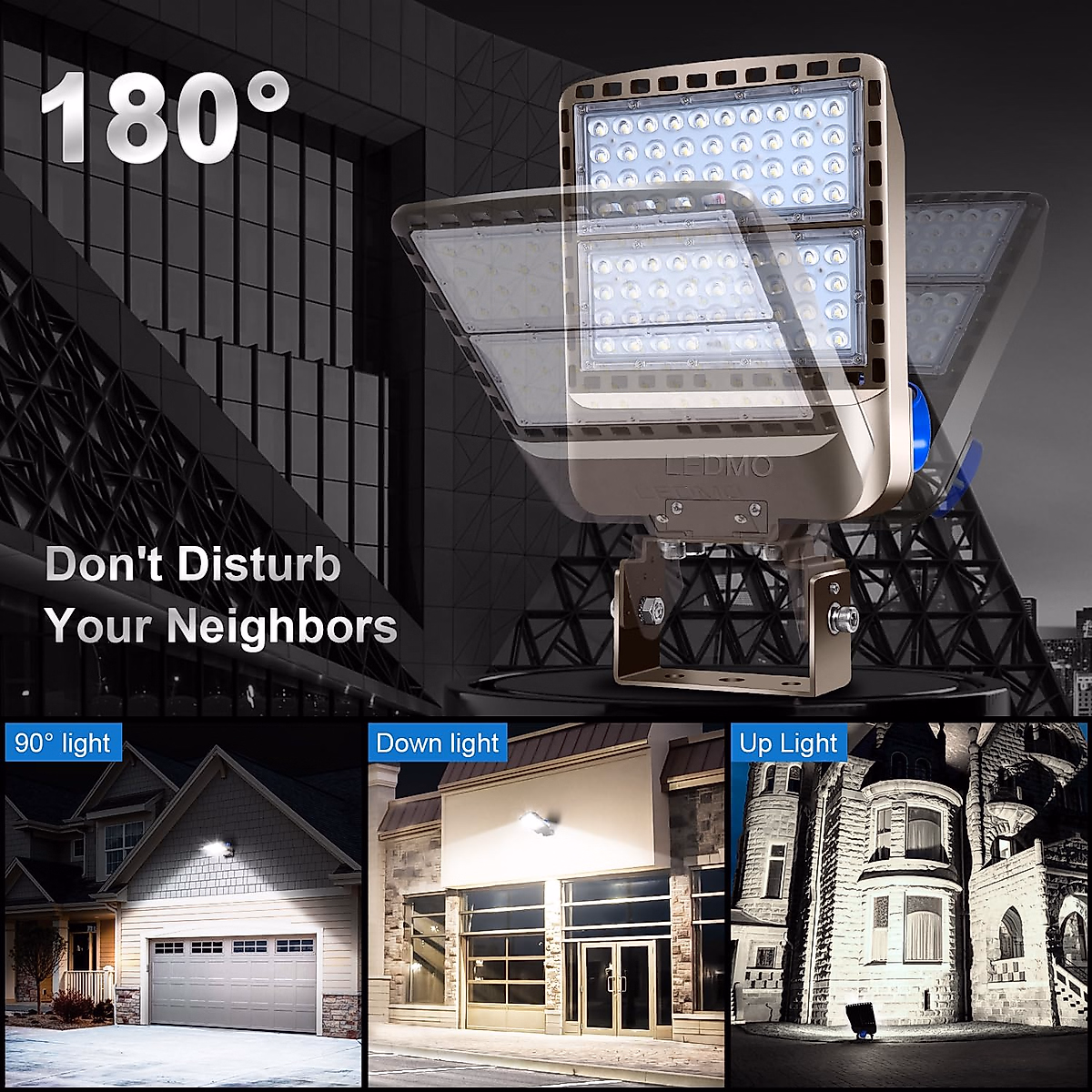 LEDMO LED Parking Lot Lights Adjustable Trunnion Mount 200W Dusk to Dawn Outdoor Lighting with Photocell Flood Area Lights 5000K Commercial Wall Mount IP65 Led Shoebox Lights