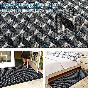 Black and White Non-Slip Rug Runner for Kitchen Area - Non Slip Runner Rug for Hallways 6 Feet, Stylish Low-Pile Runner Carpet, Washable Boho Runner Rugs with Rubber Backing | Size 2' x 6'