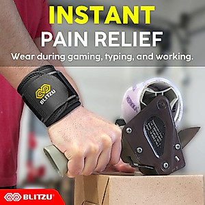 BLITZU 2 Pack Wrist Compression Strap and Wrist Brace. Sport Wrist Wraps Support for Women Men. Great For Work Out, Weightlifting, Tendonitis, Carpal Tunnel Arthritis, Pain Relief, Adjustable.