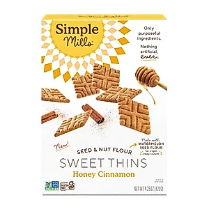 Simple Mills Sweet Thins Cookies, Seed and Nut Flour, Honey Cinnamon - Gluten Free, Paleo Friendly, Healthy Snacks, 4.25 Ounce (Pack of 1)