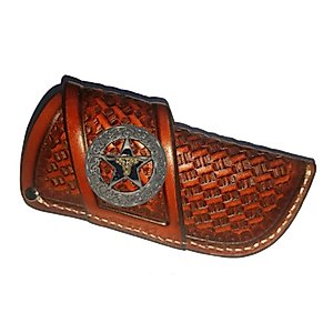 Custom Nocona Weave Longhorn Star Side Draw Knife Sheath left side