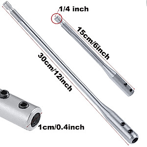 OBPSFY 6 inch & 12 inch Forstner Bit Extension,Wood Spade Bit Extension Bar with 2 Pcs Key,Drilling Depth Tool for Wood Turners Furniture Carpentry and Construction(1/4 inch Collet)