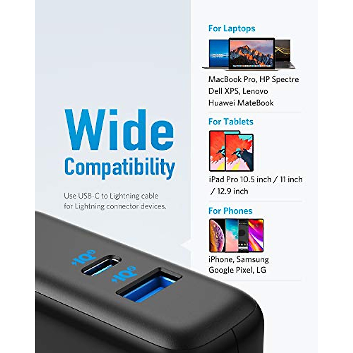 Anker 60W PIQ 3.0 & GaN Tech Dual Port Charger, PowerPort Atom III (2 Ports) Charger with a 45W USB C Port, for USB-C Laptops, MacBook, iPad Pro, iPhone, Galaxy, Pixel and More