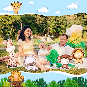 Sonwyoung 6 Pcs Large Safari Animal Centerpieces for Baby Shower Jumbo Jungle Forest Table Decoration for Kids Foam Woodland Animal Sign for Safari Theme Boy Girl Baby Shower Birthday Party