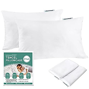 Pillow Protectors Pillow Cases Queen 2 Pack 100% Waterproof Tencel Silk Soft & Skin Friendly with Hidden Zipper Encasement Covers for Queen Size Pillows, Machine Washable