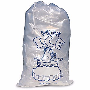 TFD Supplies 20 ea. 20lb Clear Ice Bag with Drawstring