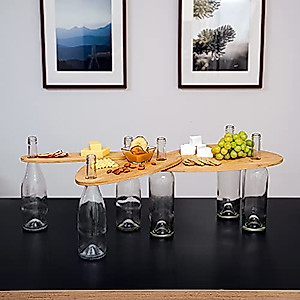 Flat Wine Bottle Cheese Trays Topper Serving Set Picnic Charcuterie Board Floating Cheese Boards Set Wedding Gifts Cutting Serving Platter Tray Solid Bamboo Sealed 3 Piece Extra Large Premium