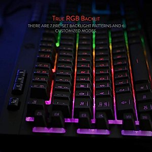 Redragon K512 Shiva RGB Backlit Membrane Gaming Keyboard with Multimedia Keys, Linear Mechanical-Feel Switch, 6 Extra On-Board Macro Keys, Dedicated Media Control, Detachable Wrist Rest