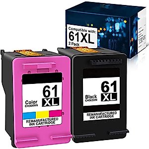 61XL Ink for HP 61 Ink Cartridge Combo Pack Replacement for HP Envy 4500 5530 Deskjet 1000 1010 1510 2540 3050 OfficeJet 2620 4630 Series Printer(1 Black,1 Tri-Color, 2 Pack)