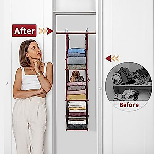 Annecy Locker Organizer for School, Work, Gym, and Closet, 3 Shelf Hanging Locker Accessories for Girls Boys, Adjustable School Locker Shelf from 3 to 2 Shelves, Black&Red