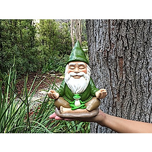 Zen Gnome – Tranquility and Peacefulness for Your Fairy Garden and Garden Gnomes by GlitZGlam. 9 Inches Tall Miniature Figurine