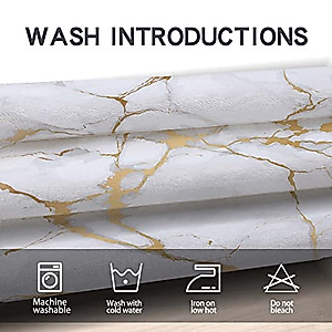 MCALK Luxury Gold Marble Kitchen Curtains Tiers and Valances Set 3 Piece for Windows White Background Kitchen Window Curtains Set,Modern Vintage Style Valances for Living Room(36" Tiers Set)