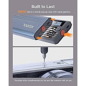 XCOOL Mini Electric Screwdriver Set with Drill Bits, 52-in-1 400RPM 5 Torque Settings Electric Precision Screwdriver, 48 Magnetic Bits, Pry Bar, Led, Tweezer, Electric Precision Screwdriver Kit for Pc