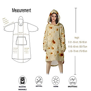 Geduazga Burrito Women Oversized Blanket Hoodie Adult Long Soft Wearable Blanket Hoodie Flannel Giant Blanket Sweatshirt Hoodie,Pockets Pullover Homewear for Teens L