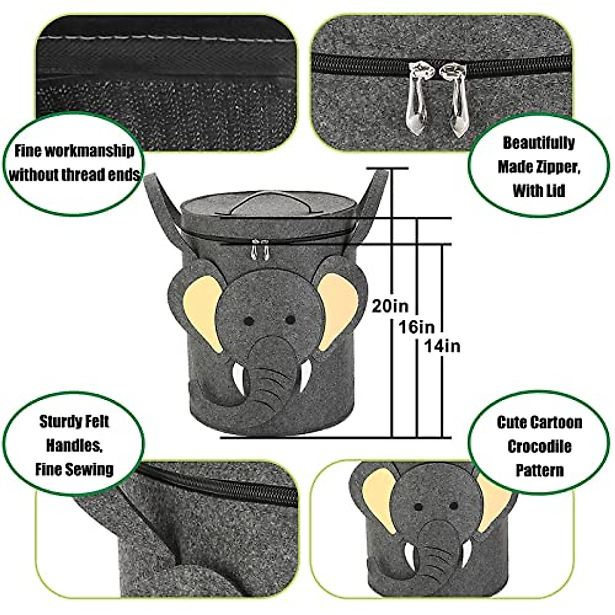 Toy Storage Basket with Lid and Play Mats, Large Toy Basket with Drawcord Foldable Children's Toy Storage Bag, Lego Toy Storage (Black)