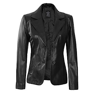 Blingsoul Women's Black Leather Jacket | [1302975] Surrey Black, XL