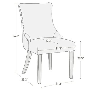 Watson & Whitely Upholstered Tufted Dining Chairs with High Back, Faux Leather Finish and Solid Wood Legs in Brushed Espresso, Set of 2, Saddle Brown