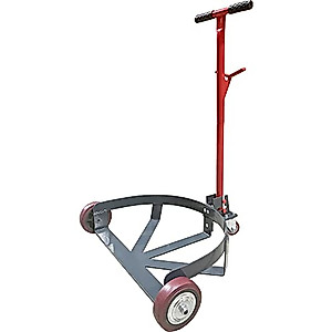 55 Gallon Drum Dolly, Drum Caddy, Drum Truck, Steel, PU Wheels, Low Profile, 1100 lbs Capacity, Pake Handling Tools