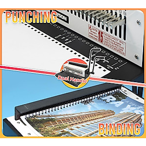 Rayson TD-1500B34 Binding Machine, Square Size Holes, 3:1 Pitch Wire-O Binder Punch 15 Sheets/Bind 130 Sheets with Sturdy Metal Construction