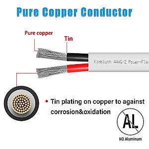 Kimbluth 16 Gauge Duplex Marine Wire Tinned Copper Boat Cable, 100ft 16 AWG Standard USA OFC Oxygen Free Copper Wire for Automotive Boat Speakers Solar Outdoors
