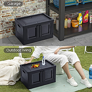 A ALFRESCOOL 82Qt Plastic Storage Bins with Drawers - Foldable Stackable Storage Bins with Lids - Closet Craft Organizers and Storage Drawer Storage for Bedroom Study Toy Room Office Black