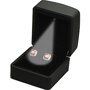 LED Earring Jewelry Gift Box for Wedding, Proposal, Birthday...Luxury LED Diamond Stud Earring Jewelry Gift Box with Light for Women for Men (Black Earring Box)