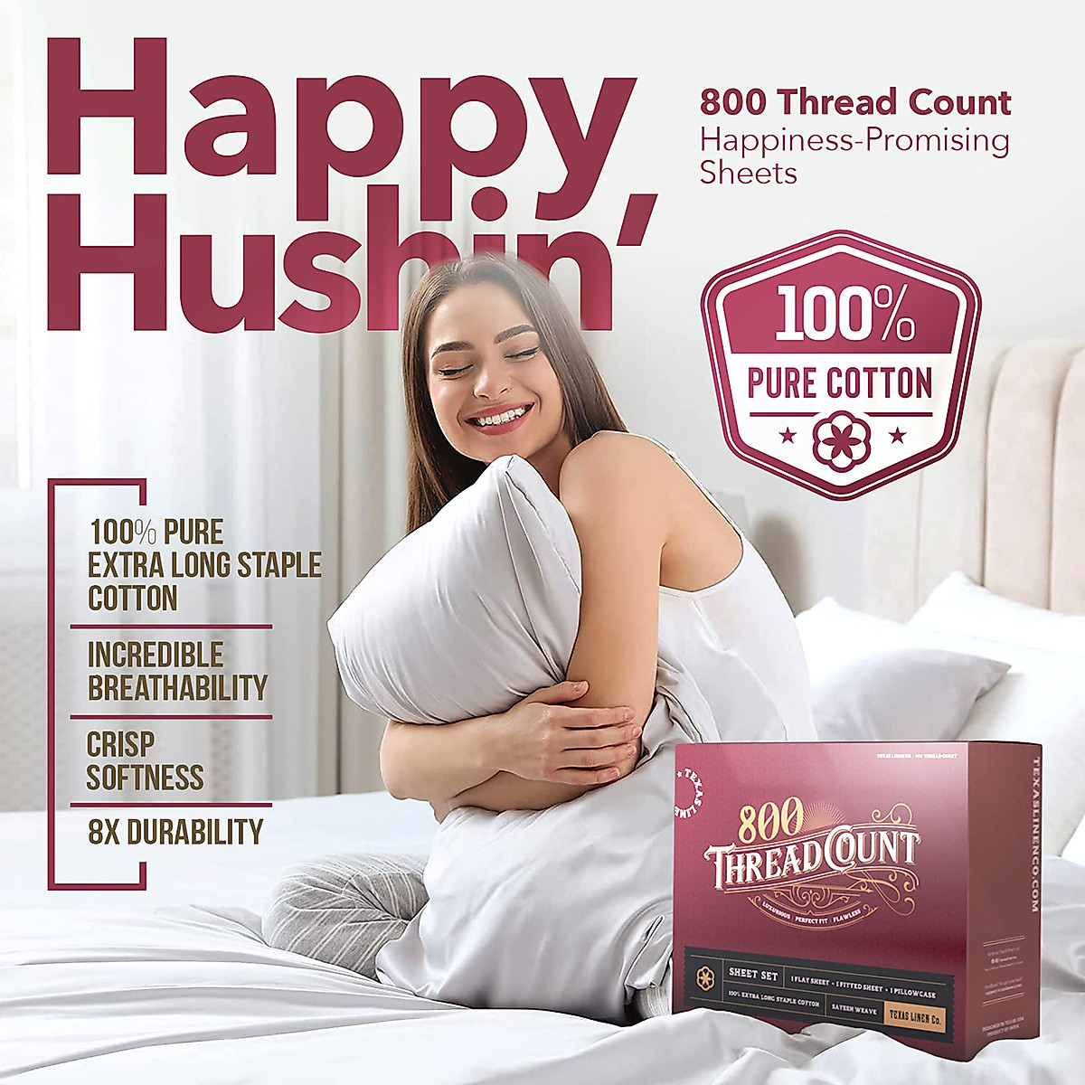 TEXAS LINEN CO. 800 TC Egyptian Cotton Sheets - 4 Piece Navy Blue King Size Cooling Sheet for Hot Sleepers, Luxury Egyptian Cotton Bedsheet, Sateen Hotel Sheets, Fits Mattress Upto 18'' DEEP Pocket