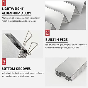 Folding Stove Windscreen for Camping Stove Windshield 16 Plates Camping Burner Windshield Lightweight Camp Stove Windscreen for Butane Burner Wind Screen Aluminium Alloy Grill Wind Blocker