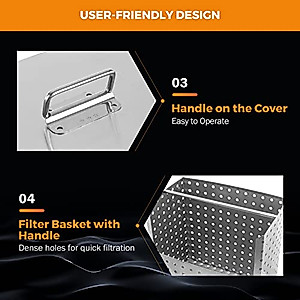 BEAMNOVA Commercial Grease Trap 25lbs Stainless Steel Interceptor, Side Inlet for Restaurant Home Kitchen Tools