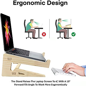 Thibault Laptop Stand for Desk, Laptop Riser Computer Stand Wooden MacBook Stand, Ergonomic Laptop Holder Compatible with MacBook/Dell/HP/Lenovo 10-17 Laptops, Work from Home Laptop Riser