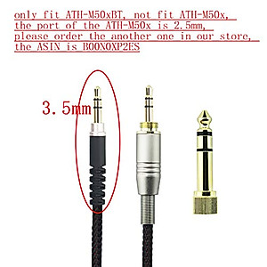 NewFantasia Replacement Audio Upgrade Cable Compatible with Audio-Technica ATH-M50xBT, ATH-AR3BTBK, ATH-SR50BT, ATH-ANC9, ATH-ANC7B, ATH-SR5BTBK, ATH-S700BT Headphones 3meters/9.9ft