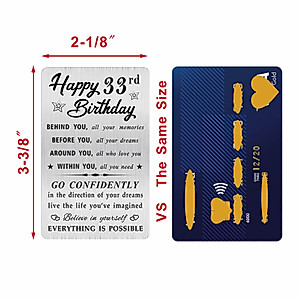 MOQIYXL Happy 33rd Birthday Card for Men Women, Small Engraved Wallet Card for 33 Year Old Birthday Gifts