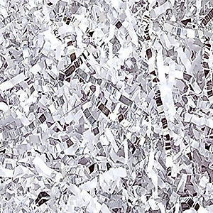 White and Silver Metallic Blend Crinkle Paper 1/2 Lb Bag 8 Ounces.
