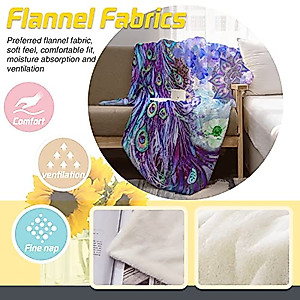 Colorful Peacock Blanket, Peacock Feathers Comfortable Warm Blanket, Light Weight Cozy Plush Blanket,for All Season Living Room Bedroom Couch 80"x60"