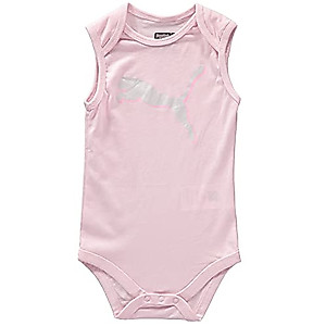 PUMA Baby Girls' Short Sleeve 5-Pack Bodysuit (12 Months, Chalk Pink)