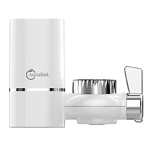 AQUALINK Faucet Water Filter for Sink, 320G Faucet Mount Water Filtration System for Tap Water, Reduces Lead, Chlorine, Bad Taste, Fits Standard Faucet with 1 Filter