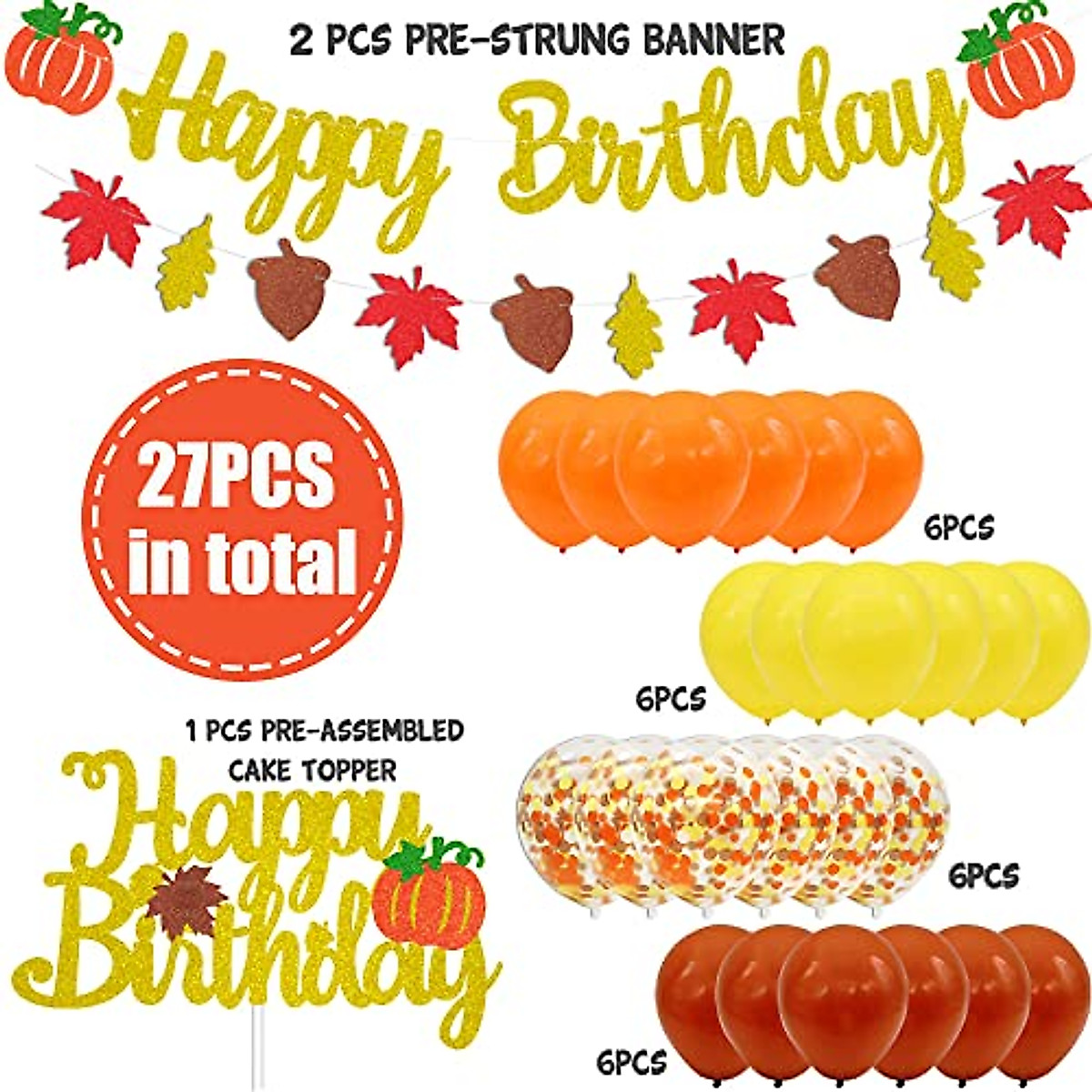 Pumpkin Birthday Decorations Party Pack - Fall Little Pumpkin themed Birthday Party Decoration Supplies For Kids