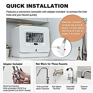 VENTRAY Countertop Portable Dishwasher Mini Compact with 5 Washing Programs Air Drying Function for Small Apartment Dorms RVs DW55AD