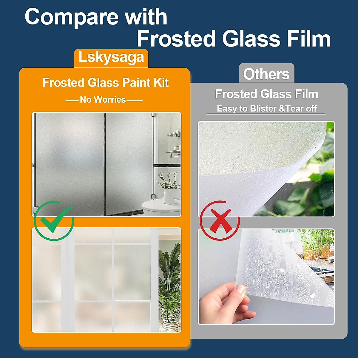 35.27 oz Frosted Glass Paint Kit, Frosted Glass Spray, Low Odor Privacy Protect&UV Resistant Glass Frosting Paint for Windows, Shower, Bathroom, Office, Glass Bottle Crafts, Sliding Door etc.