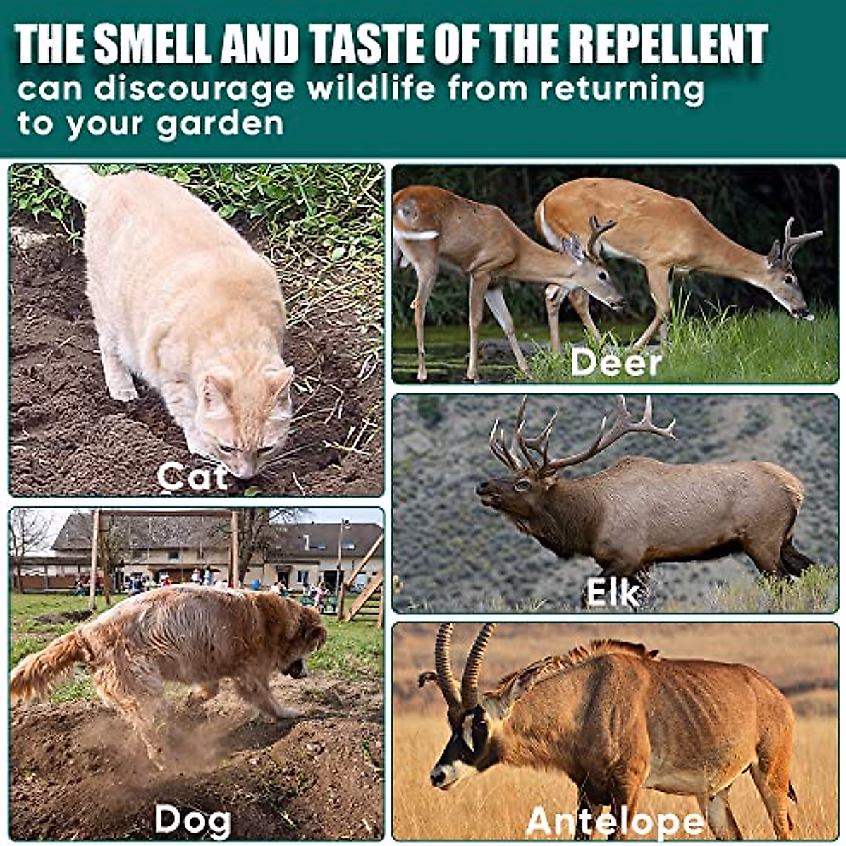 SEEKBIT 4 Pack Deer Rabbit Cat Dog Repellent Outdoor Indoor, Cat Deterrent Repels Cat Dog Deer Rabbit from Garden, Deer out Animal Repellent Deter Deer Away for Garden Yards Deer off Plants Trees Cars