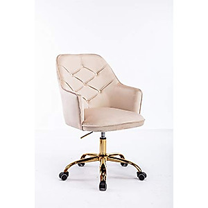 Gecheer Velvet Swivel Shell Chair for Living Room,Office Chair, Modern Leisure Arm Chair Beige