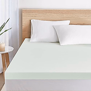 Clean Spaces 3 Inch Green Tea Infused Memory Foam Pad Mattress Topper with Removable & Machine- Washable Rayon (from Bamboo) Cooling -Cover, Luxurious All Season Enhanced -Bed Support, Twin Green
