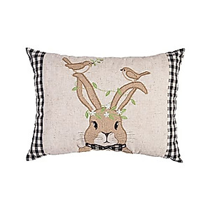 C&F Home Bunny Birds Lumber Pillow Tan 13" X 18" Spring Soft Woven Pillow with Filling for Couch Sofa Bed Chair Cotton 13 x 18 Tan