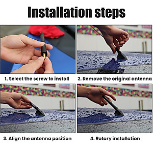 BESULEN Car Short Antenna, 4.7 Inch Carbon Fiber American Flag Aluminum Auto Radio Antenna for AM/FM Reception, Universal Replacement Car Antenna with 9 Adapters, 2 Screws, 2 Rubber Rings