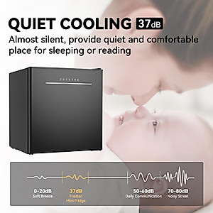 Frestec 1.7 Cu.Ft Mini Fridge with Freezer,Mini Fridge for Bedroom,Small Refrigerator,Dorm Refrigerators with Freezer,Mini Refrigerator for Office,Apartment,Dorm,Bedroom (Black)